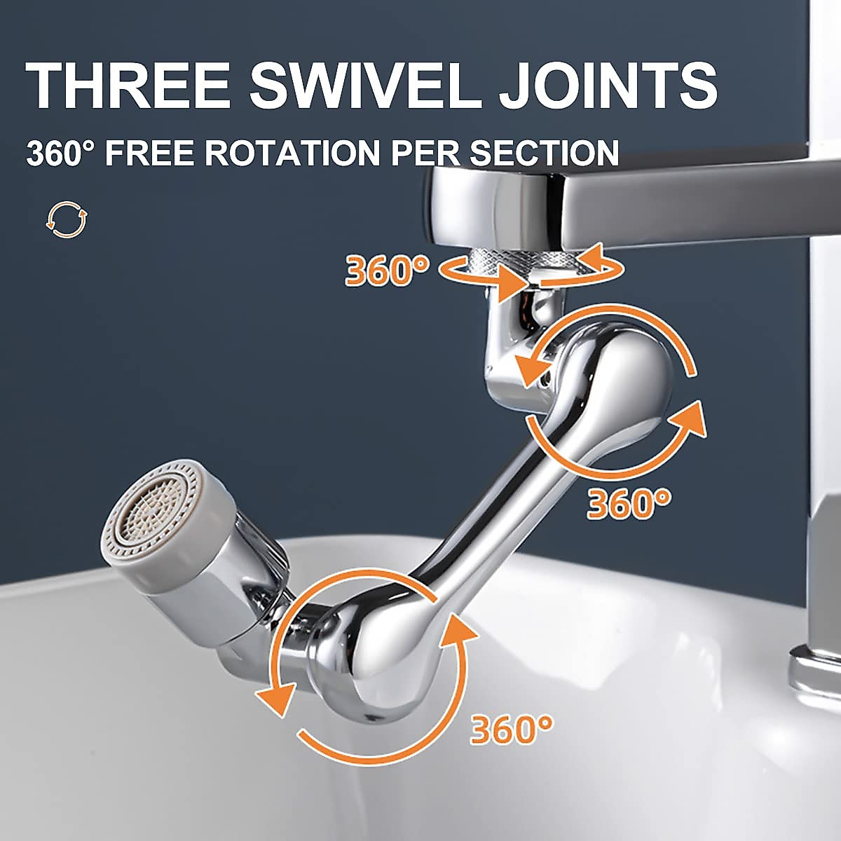 1080° Rotating Faucet Aerator Universal Splash Filter Faucet 1080 Degree Big Angle Swivel Faucet Extender Aerator Kitchen Tap Extend Bathroom Sink Gargle Face Wash Faucets Bubbler (Dual Mode)