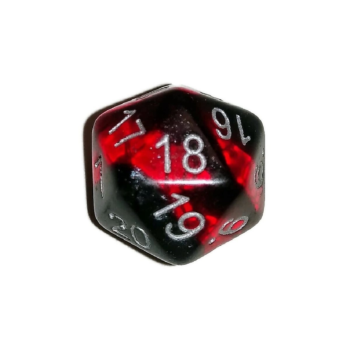 Marbled Black with a Ruby Red Translucent Vein Set of 10 Dice for Role-Playing Games (Includes a d20 Initiative Advantage Die and Two Special d6 Max Damage Dice) RPG