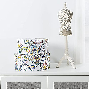 Soul & Lane Decorative Cardboard Storage Boxes with Lids, Paisley Charm - Set of 2: Floral Keepsake Boxes for Women, Oval Nesting Gift Boxes, Paperboard Pretty Storage Boxes for Shelves