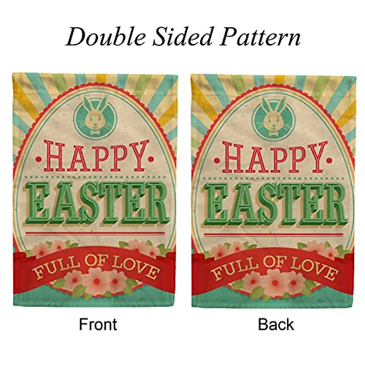 My Little Nest Seasonal Garden Flag Vintage Happy Easter Double Sided Vertical Garden Flags for Home Yard Holiday Flag Outdoor Decoration Farmhouse Banner 12"x18"