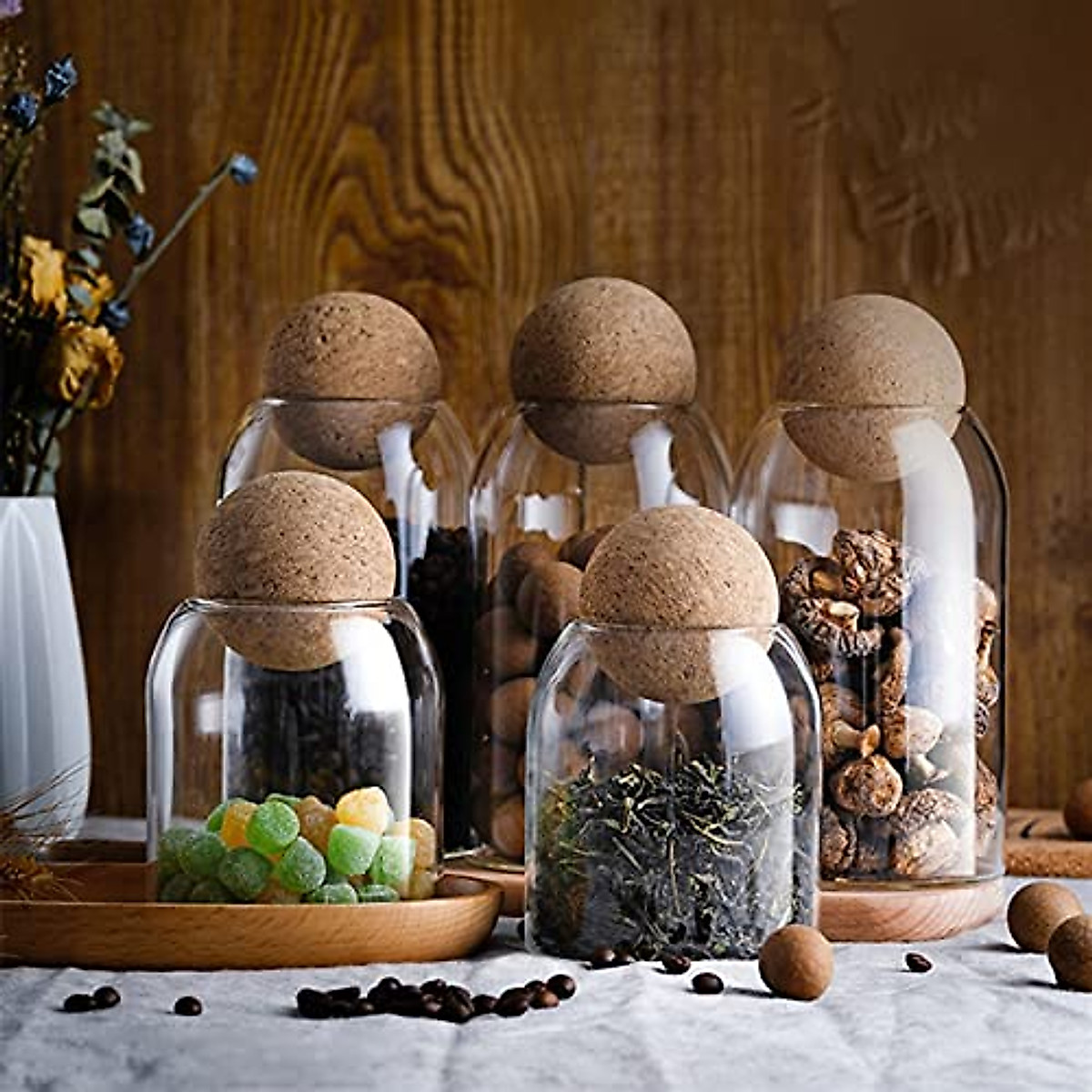 SPERKY Coffee Containers Clear Glass Storage Jar With Cork Lid Bottle Sealed Tank Tea Can Cereal Coffee Creative Decoration Airtight Canister Set