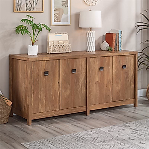 Sauder Cannery Bridge Office Credenza with Doors in Sindoori Mango, Sindoori Mango Finish