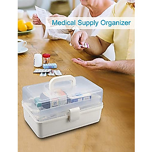 Facikono Craft Tool Box 3 Layer Storage Box Art Craft Box Tackle Box Organizer Hair Supply Organization Box Sewing Box Medication Organizer White Plastic Tool Box