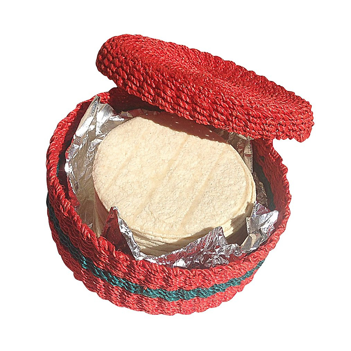 Green Breeze Imports Red Handmade Abaca Tortilla Basket
