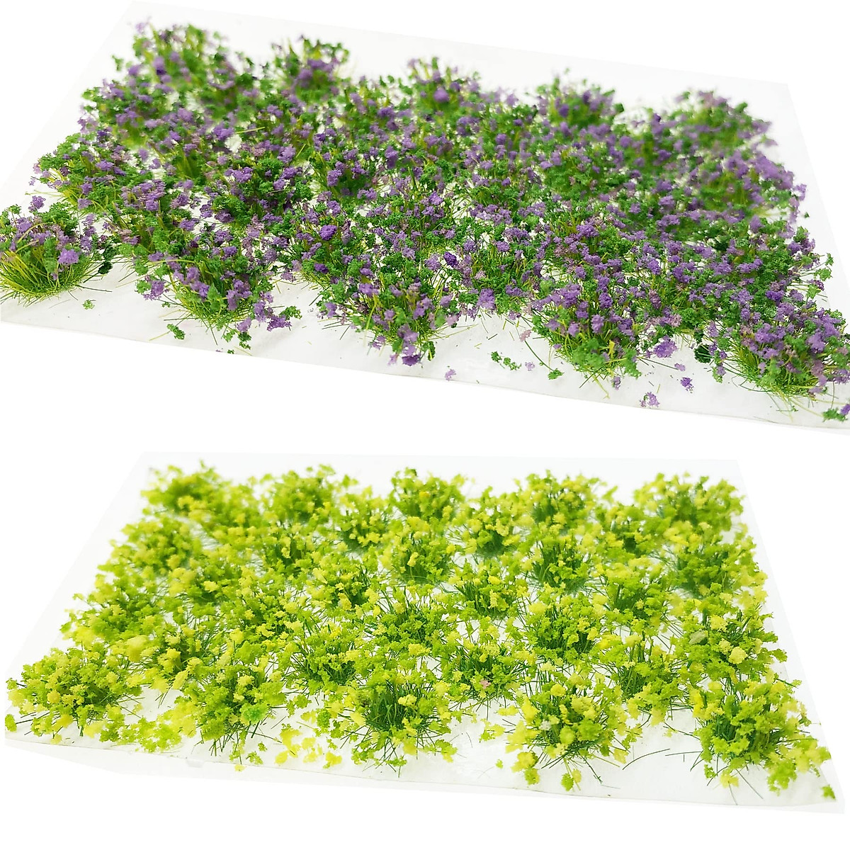 Cayway 128 PCS Miniature Colorful Flower Cluster, 4 Color Static Grass Tuft Model Grass Tufts Flower Vegetation Groups Static Grass Tufts for DIY Model Train Landscape Railroad Scenery