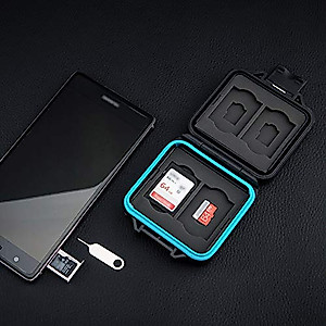 JJC Deluxe 8 Slots Compact Memory Card Case Holder Box Organizer for SD microSD SDXC microSDXC SDHC microSDHC TF Card, Travel-Friendly Memory Card Container with Water-Resistant & Shockproof Function