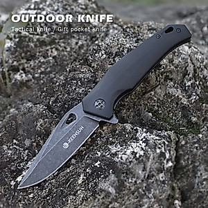 KEENSUN Pocket Folding Knife –Tactical Knife, Hunting Knife, Flipper Knife,EDC Knife.Speed Safe Spring Assisted Opening Knifes with Liner Lock,Thumb stud and Pocketclip.Good for Camping, Hiking, Indoor and Outdoor Activities.