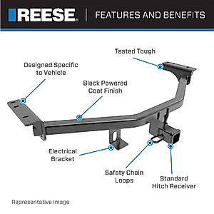 Reese 44650 Class 3 Trailer Hitch, 2 Inch Receiver, Black, Compatible with 2011-2021 Jeep Grand Cherokee Except w/ECODiesel Engine, 2022 Jeep Grand Cherokee WK