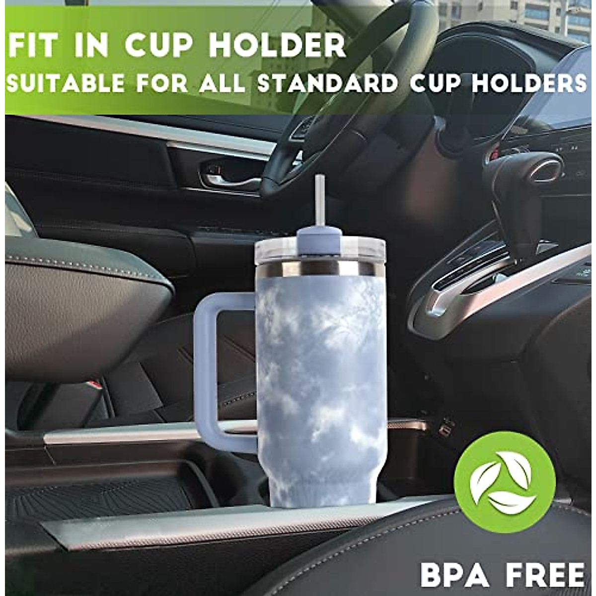 40 oz Tumbler with Handle and Straw Lid,Stainless Steel Travel Mug Water Bottle Cup,Reusable Insulated Vacuum splashproof Cup,for Car,Home,Office,Gifts