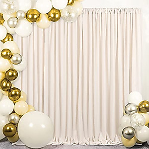 Backdrop Curtains Polyester Backdrop Curtain 2 Packs 5ftx8ft Ivory Backdrop Drapes for Cloth Ceremony Backdrop Fabric
