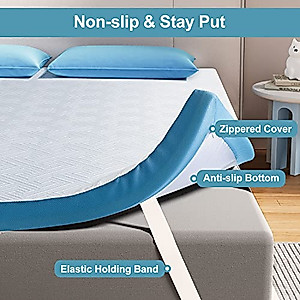 Sleepmax 2 Inch Gel Mattress Topper Queen - Plush Memory Foam Mattress Pad for Pressure Relieving - Bed Topper with Ventilated Cover Enhance Comfortable & Breathable