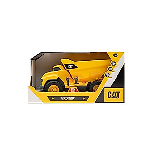 CAT Construction Toys, Motorized Dump Truck Toy, 6 Unique Sounds, 2 Motorized Functions, Lights & Sounds, Includes 3 AA Batteries.