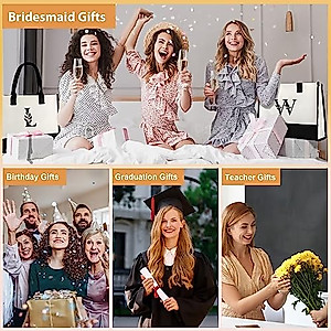 AUNOOL Birthday Gifts for Women Mom - M Monogrammed Tote Bag with Zipper Pocket, Personalized Beach Canvas Bag for Women, Bridesmaid Bridal Shower Gifts Graduation Gifts for Girls, Christmas Gift Bag