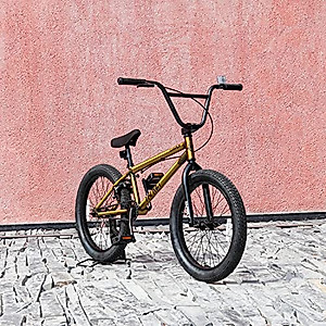 cubsala 20 Inch Kids Bike Freestyle BMX Bicycles for 6 7 8 9 10 11 12 13 14 Years Old Boys and Beginner Riders with pegs, Gold