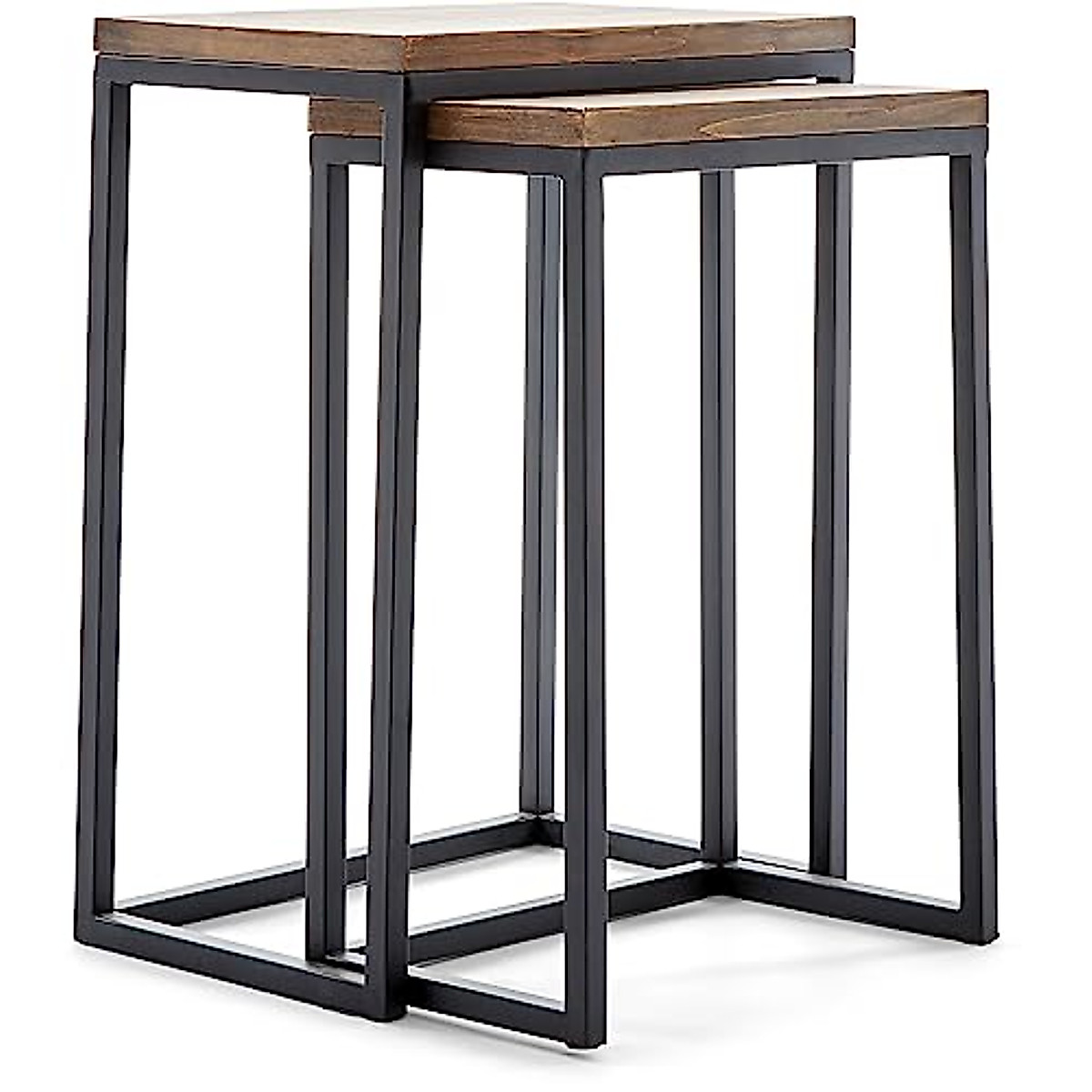 Amazon Brand – Stone & Beam Weston Wood & Metal Nesting Tables, Set of 2, Brown