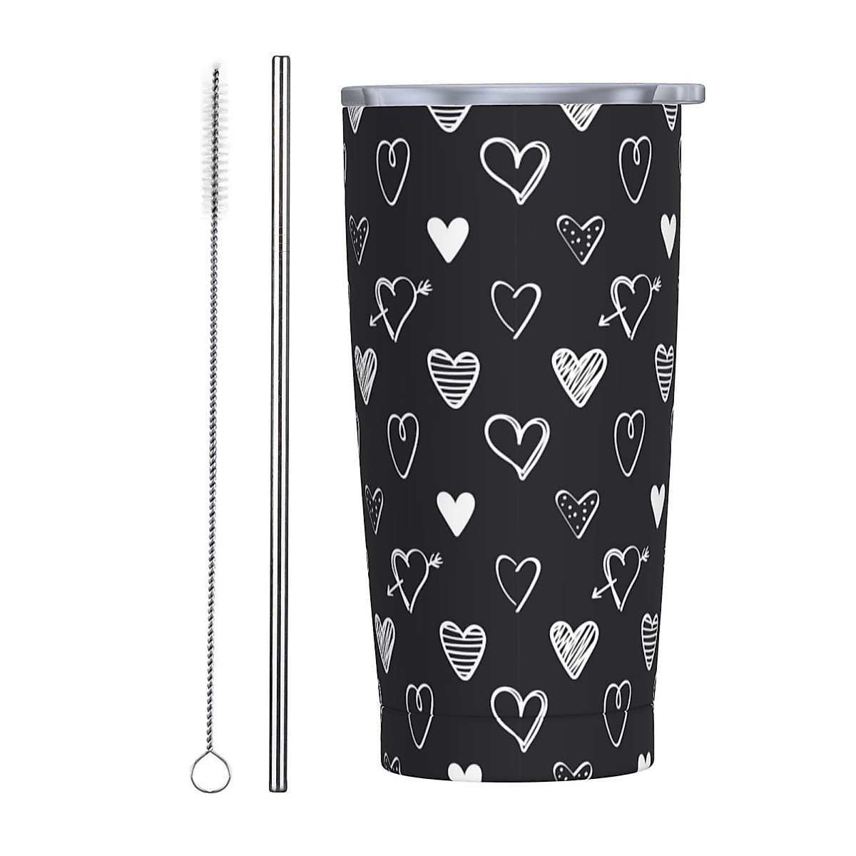 CHASOEA Hearts Tumbler 20oz Heart Stainless Steel Insulated Tumblers with Lid and Straw Cute Travel Coffee Mug Tea Wine Cups Water Bottle Gifts for Women