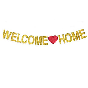 GZFY Welcome Home Banner Gold Glitter Banner for Home Decoration Family Party Welcome Home Decoration Welcome Home Sign