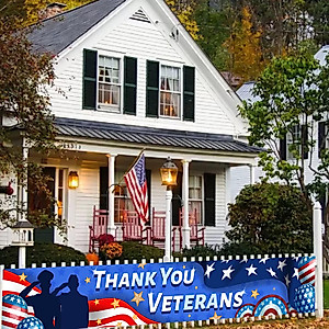 Veterans Day Banner Veterans Day Decorations Outdoor, Thank You Veterans Banner, Veterans Day Yard Sign, American Flag Patriotic Soldier Outdoor Veterans Day Banner