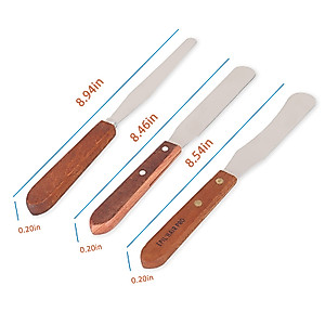 V+trys 3 PCS Stainless Steel Wax Spatulas, Straight Metal Spatulas Applicator Sticks, Reusable Wax Spatulas Applicator Body Waxing Sticks with Wooden Handle for Body Hair Eyebrow Removal