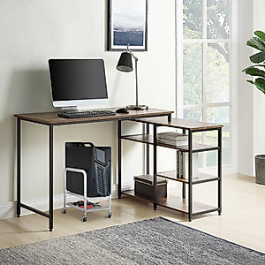 360Tronics Computer Tower Stand White, 2-Tier Height Adjustable Desktop PC Stand for Carpet, Mobile Tower Cart Under Desk, Full Metal Rolling CPU Holder with 360° Locking Wheels for Office Home