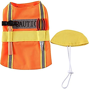 POPETPOP Dog Reflective Vest Construction Worker Pet Costume Christmas Outfits High Visibility Dogs Clothes for Large Medium Small Dogs Cats Costumes S