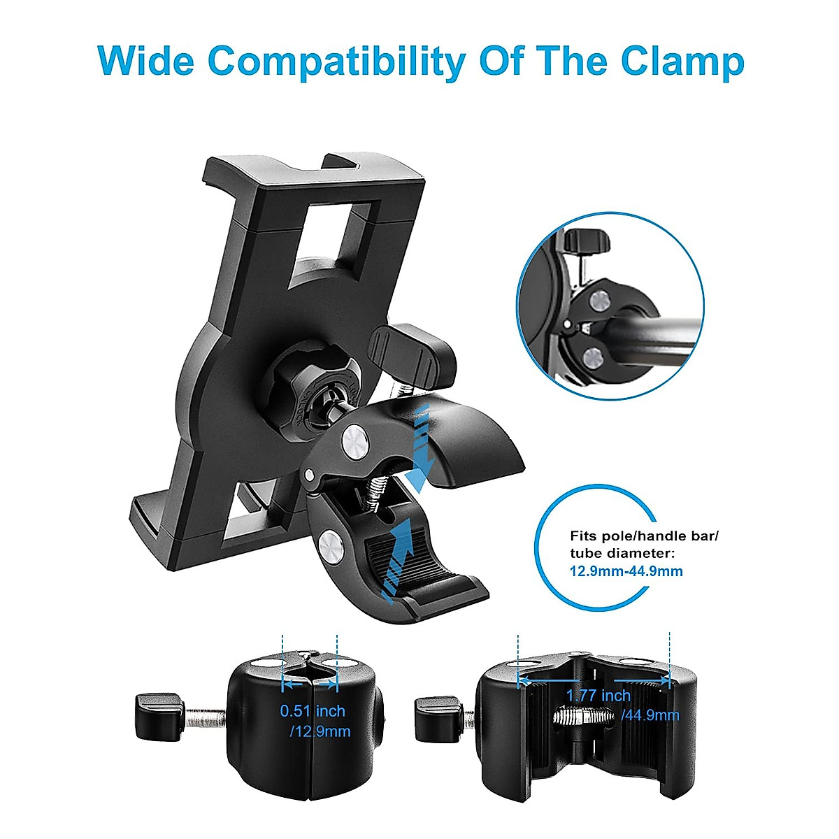 woleyi Spinning Bike Tablet Mount Holder, Indoor Stationary Exercise Bikes Tablet Clamp, Gym Treadmill Elliptical Tablet Stand for iPad Pro/Air/Mini, Galaxy Tab/Z Fold, iPhone and More 4.7-13" Devices