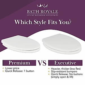 Round Toilet Seat BR620-00 White, Soft Close, Stain-Resistant and Easy to Clean, Fits All Toilet Brands; Premium Series by Bath Royale
