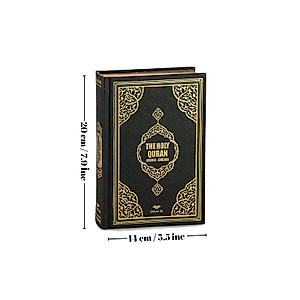 English Translate Thermo Leather Covered Quran | Quran Size: 7.9*5.5 İnch / 20*14 cm | Muslim Ramadan Gift | Great Ramadan Gifts for Muslim Men and Women Gift I İslamic Gift (Black, Quran)