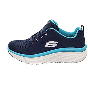 Skechers Women's D'lux Walker-Fresh Finesse - Navy Mesh/Turquise Trim - US 8