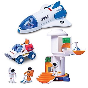 ASTRO VENTURE Space Playset - Toy Space Shuttle, Space Station & Space Rover with Lights and Sound & 2 Astronaut Figurine Toys for Boys and Girls