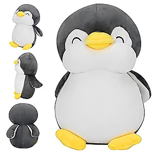 SEENEEY Plushies Penguin Stuffed Animal Toys,Fat Penguin Plush Doll Boy Girl Girlfriend Valentine's Day Gift Cute Pillow (Grey,9.8in)