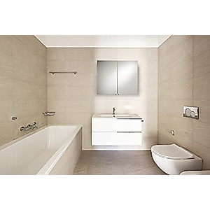 Croydex Dawley Double Door, Surface Mount Flexi-Fix Easy Hanging System Medicine Cabinet, 31.5 in (W) x 26 in (H), White Steel