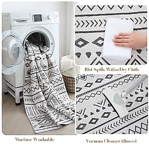 Area Rugs for Living Room, 4x6 Feet Soft Machine Washable Boho Farmhouse Rugs for Bedroom Under Dining Table - Non-Slip Neutral Morden Indoor Floor Carpet for Bedroom Dining Room Office