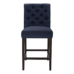 Amazon Brand – Stone & Beam Carson Tufted High-Back Upholstered Counter-Height Kitchen Stool, 41"H, Navy Blue