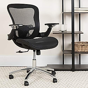 Flash Furniture Sam Mid-Back Transparent Black Mesh Executive Swivel Ergonomic Office Chair with Synchro-Tilt & Height Adjustable Flip-Up Arms