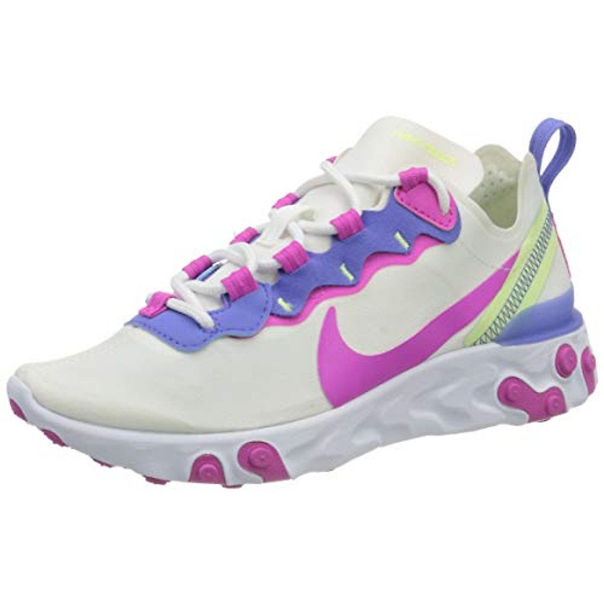 Nike Girls Race Running Shoe, White Fire Pink Sapphire Barely Volt, 3.5 Big Kid
