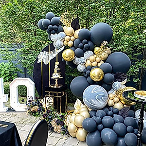 Black and Gold Balloon Garland Arch Kit-115Pcs White Black Chrome Gold Latex Balloons Metallic Marble Foil Balloons 22/10/5/Inch for Birthday Graduation Wedding Baby&Bridal Shower Retirement Bachelorette Anniversary New Years Eve NYE Party Backdrop Decora