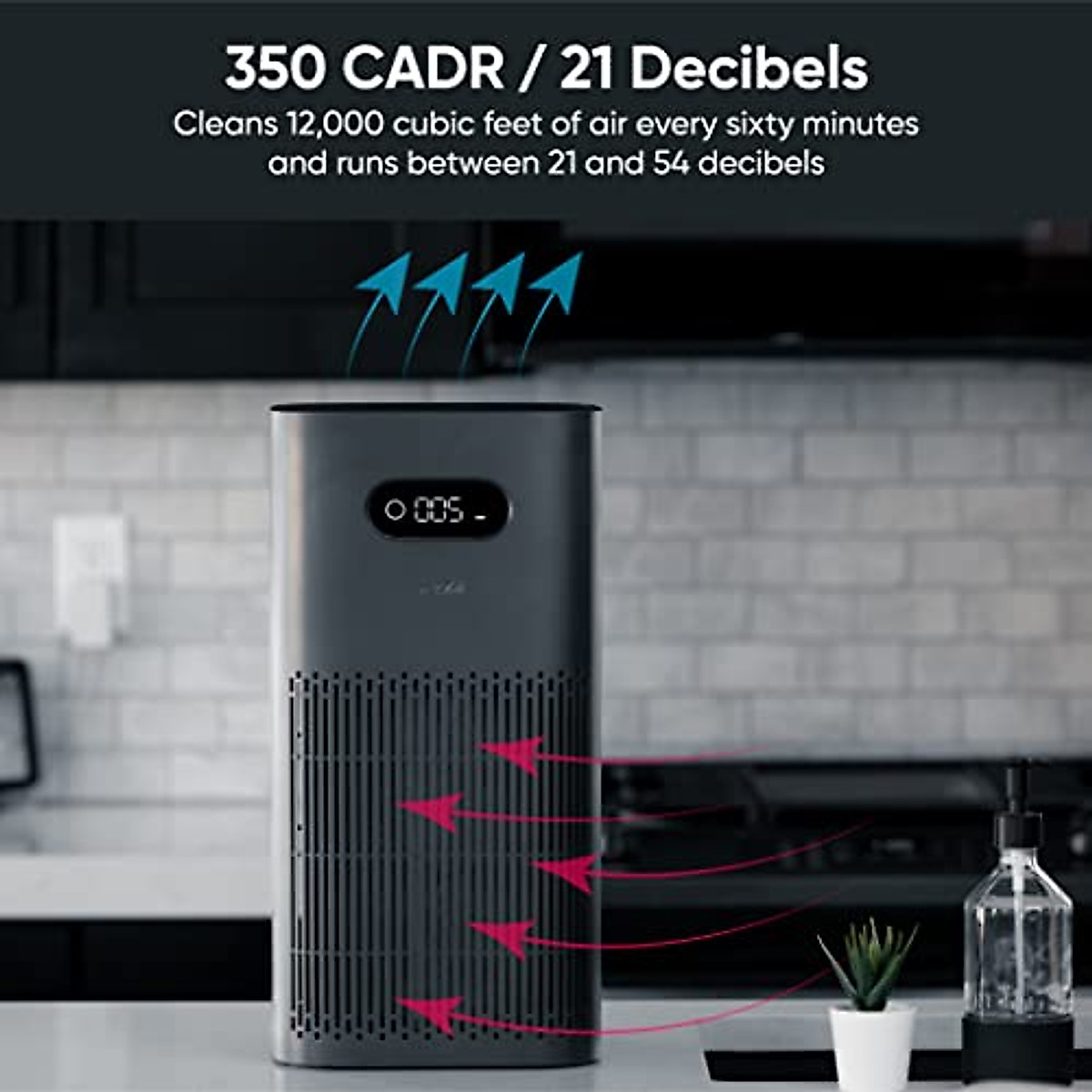 Wyze Air Purifier with Allergen Filter(Standard), for Home Large Room, HEPA 13, 21db Quiet Sleep Mode, 550 sq ft, Remove 99.97% Pet Hair, Pollen, Dust, Dander, Smoke, Smart WiFi Alexa Google, Black