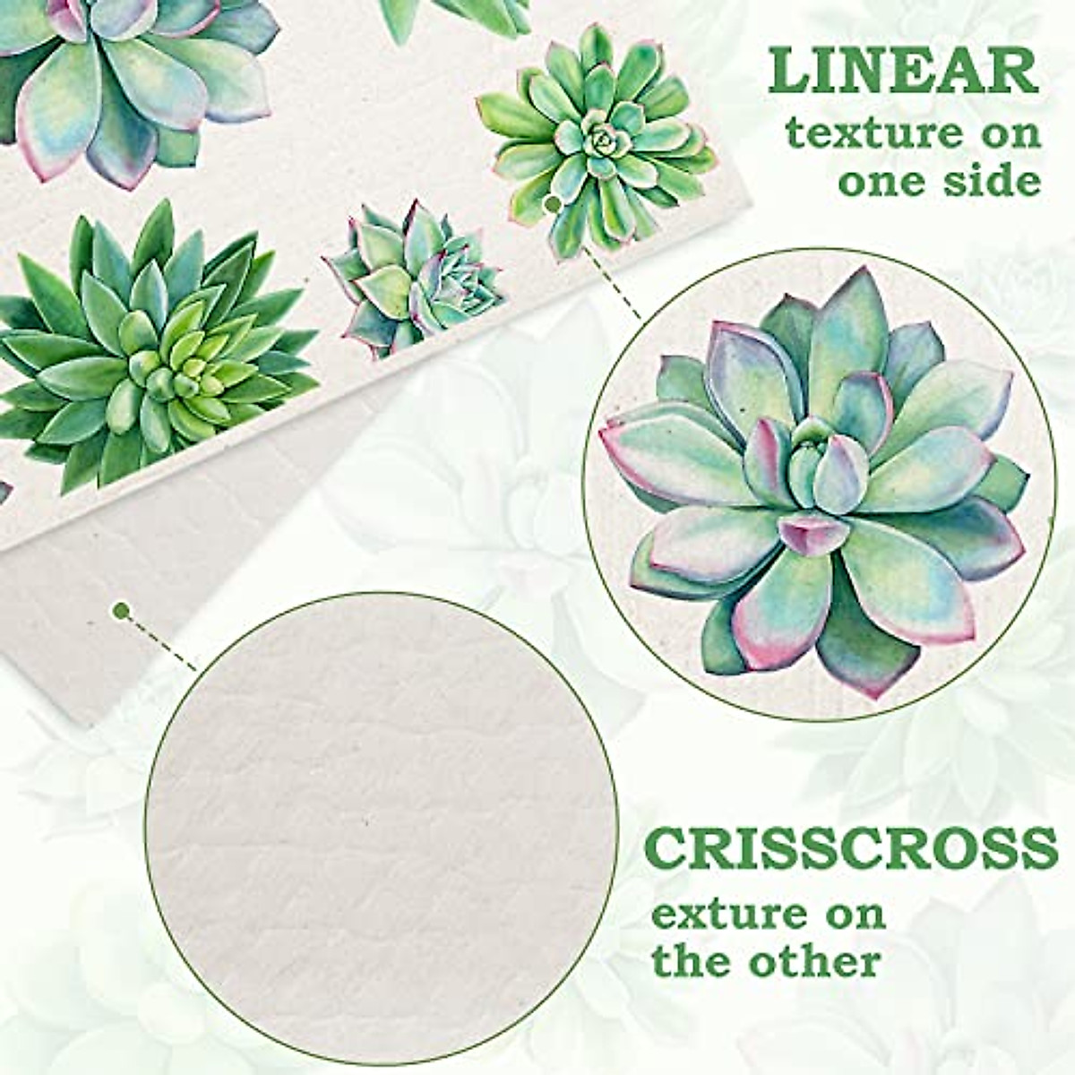AnyDesign Succulent Swedish Dishcloth Green Mini Plants Absorbent Cotton Kitchen Towel Reusable Cleaning Dish Cloth for Spring Summer Party Home Housewarming, 7 x 8 Inch, 4 Pack