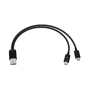 CERRXIAN 8 Inch USB 2.0 Type A Male to Dual Micro USB Male Splitter Y Data Charge Connector Adapter Cable (Black)