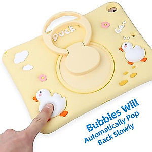 [Happy Duck] Kid's Case for iPad Mini 1/2/3,Cute iPad Mini 5th/4th Gen 7.9” Cover for Children Girls Lady with 360° Rotating Stand (iPad Mini 5/Mini 4)