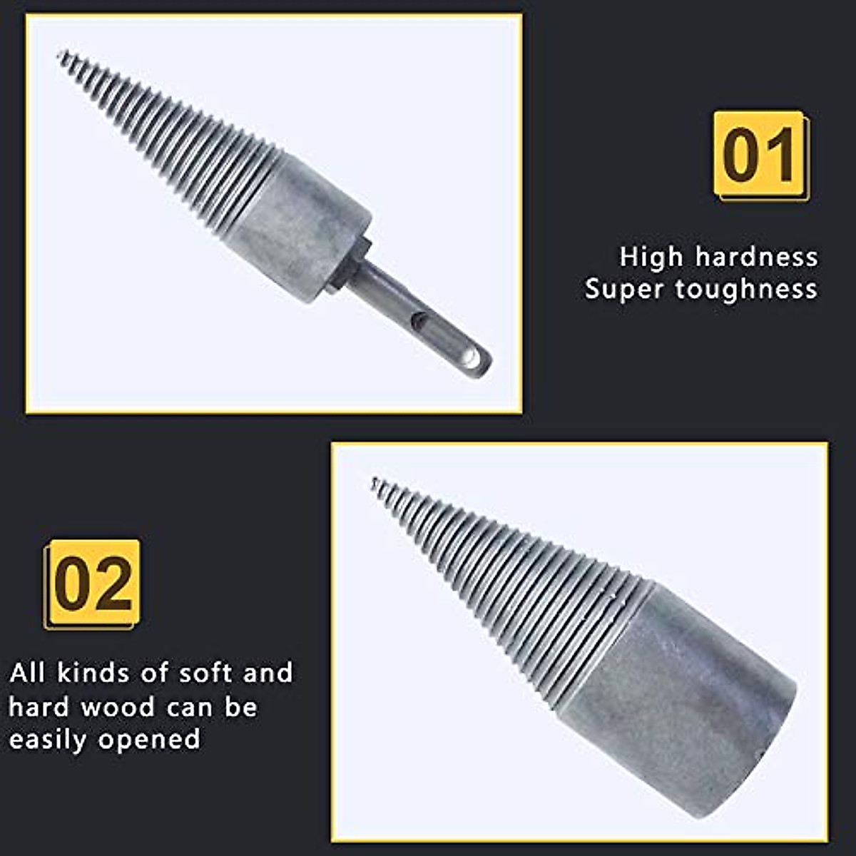 BELUPAID Heavy-duty Drill Bits High-carbon Steel Firewood Splitter Fast Wood Splitting Auger Drill Bits Tools