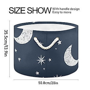 ALAZA Moon Stars and Clouds on The Midnight Sky Storage Basket Gift Baskets Large Collapsible Laundry Hamper with Handle, 20x20x14 in, B06D20005
