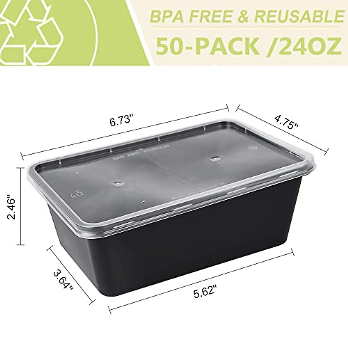 IUMÉ 50-Pack Meal Prep Containers, 26 OZ Microwavable Reusable Food Containers with Lids for Food Prepping , Disposable Lunch Boxes, BPA Free Plastic Food Boxes- Stackable, Freezer Dishwasher Healthy