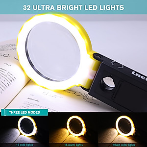 Lnchett Magnifying Glass, 75mm Non-Scratch Quality Glass Lens, Thickened Rubbery Frame, 4.5oz Lightweight, Perfect for Seniors & Kids