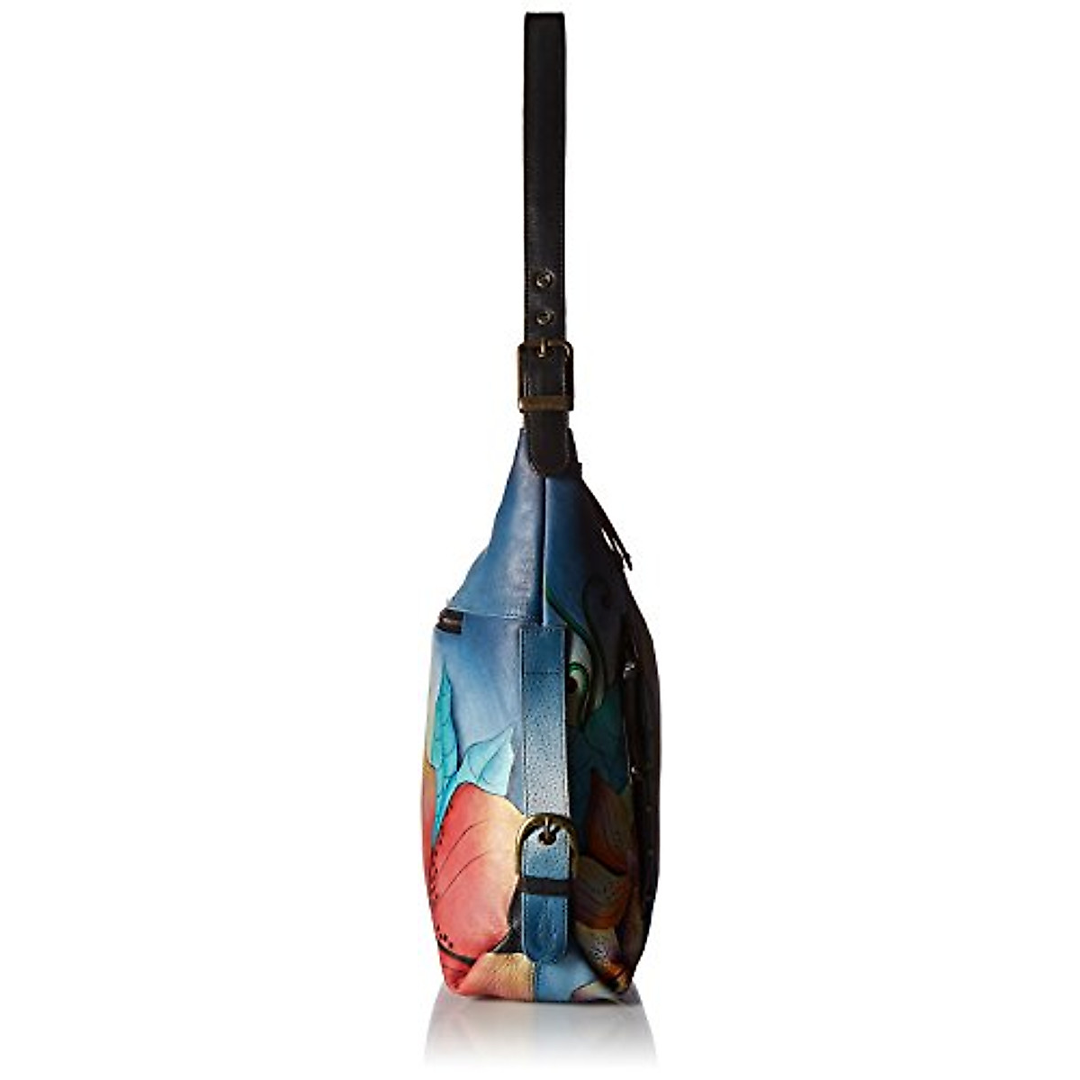 Anna by Anuschka Hand Painted Leather Women's Shoulder HOBO, Midnight Floral