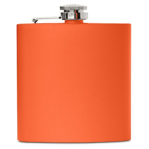 6 oz Stainless Steel Hip Flask with Funnel for Men & Women, Powder Coated Flask Gift Sets for Groomsmen, Bridesmaids, Wedding Party Whiskey Flask for Liquor, by Clear Water Home Goods, Matte Orange