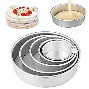 4/6/7/8/9/10/12 inch Round Cake Pans Aluminum Alloy Deep Cake Baking Pan Oven Baking Pans Cake Tin for Baking Layer Wedding Birthday Cake(4inch)