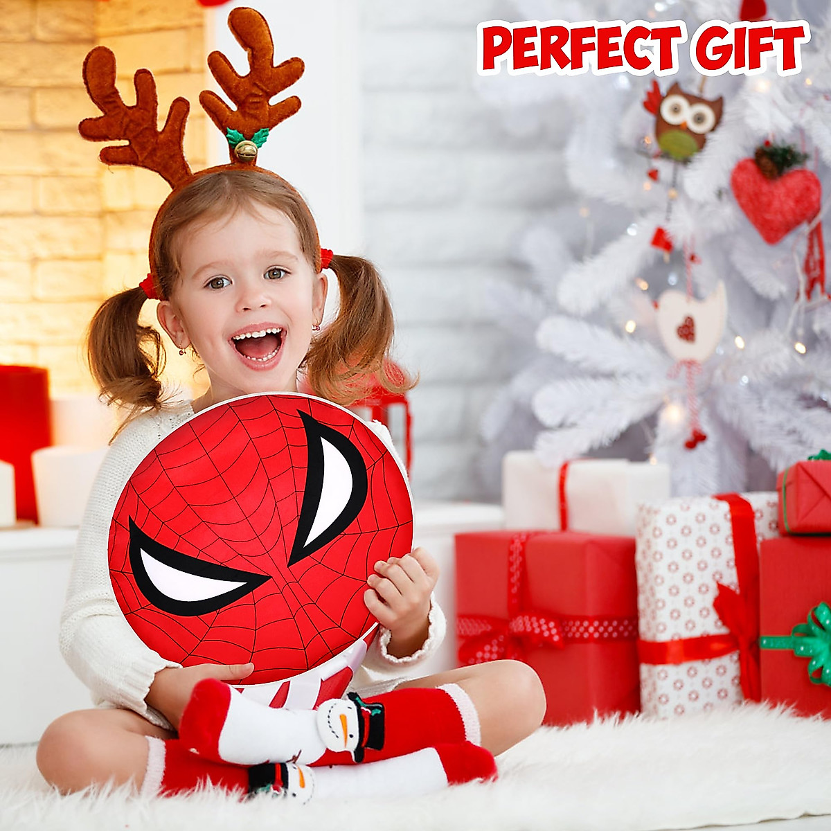 13.8 Inch Spider Plush Pillow - Super Soft Spidey Plush Stuffed Animal Toy for Movie Hero Fans, for Kids' Plush Toy Pillows, Stuffed Figure Doll for Kids & Adults with Birthday Christmas