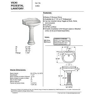 Vicki Pedestal Lavatory 8" Widespread